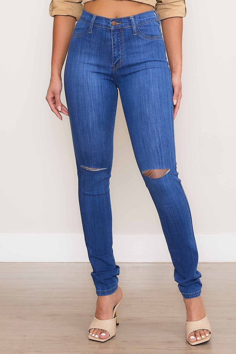 [P831] New Shark Bite Skinny Jeans – Vibrant miu