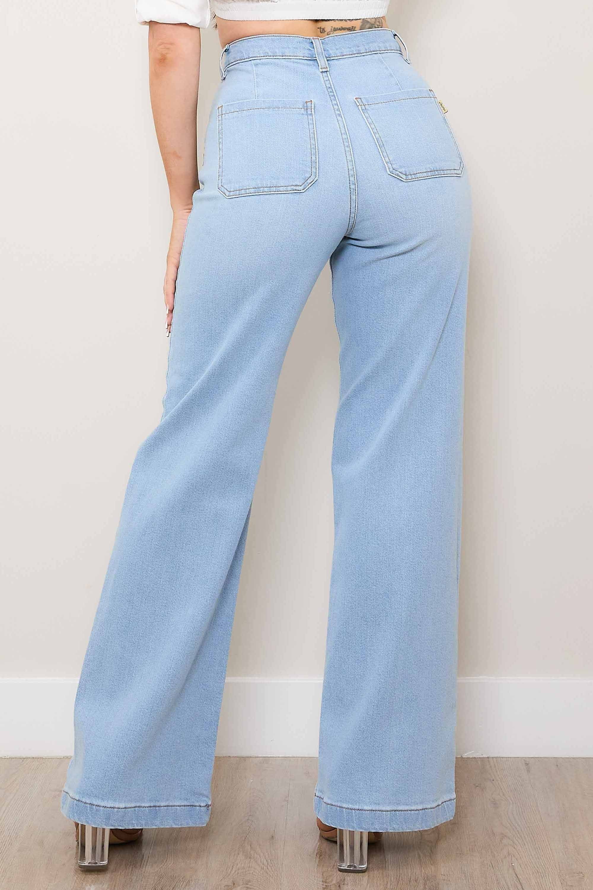 Square Pockets Wide Leg Jeans – Vibrant miu Square Pockets Wide Leg Jeans – Vibrant miu